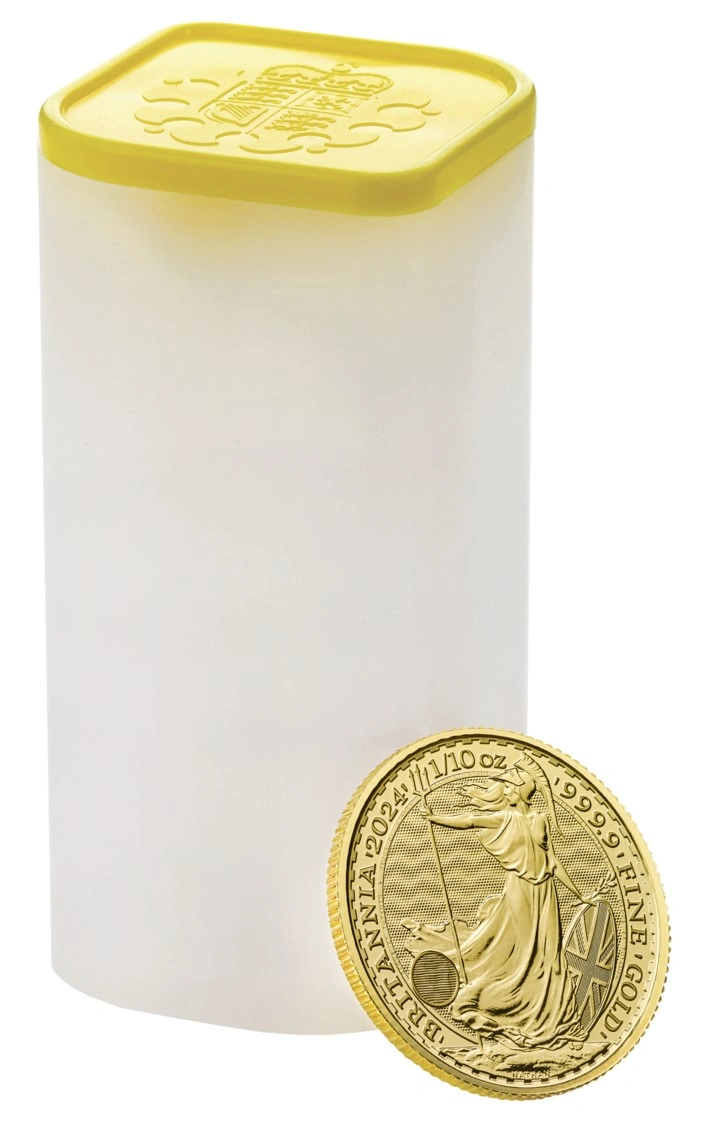 Tube Of 2024 1/10oz Gold Britannias | BullionByPost - From $10,436