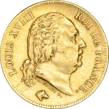 40 French Francs Gold Coin Louis XVIII 1816-1824 - From $1,944