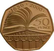 2000 Proof 50p Gold Coin Public Libraries Boxed - $2,237