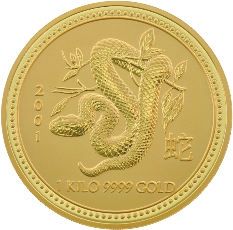2001 Year of the Snake Gold Coin 1kg Perth Mint Australian Lunar Series ...