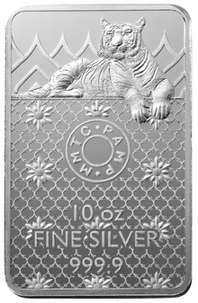 Bengal Tiger 10oz Silver Bar | BullionByPost - From $1,233