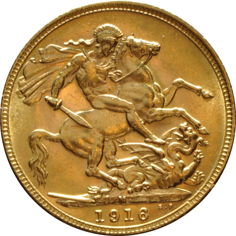 1916 Gold Sovereign Coin George V Melbourne - $1,685