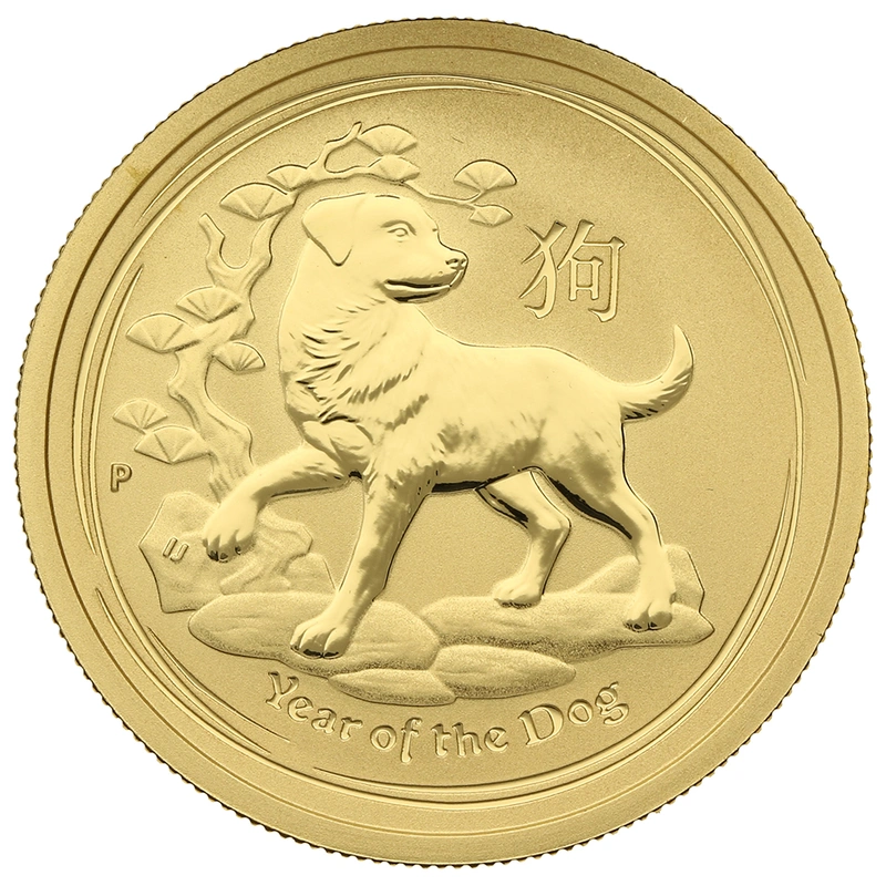 2018 Year of the Dog Gold Coin 1/2oz Perth Mint Australian Lunar Series ...