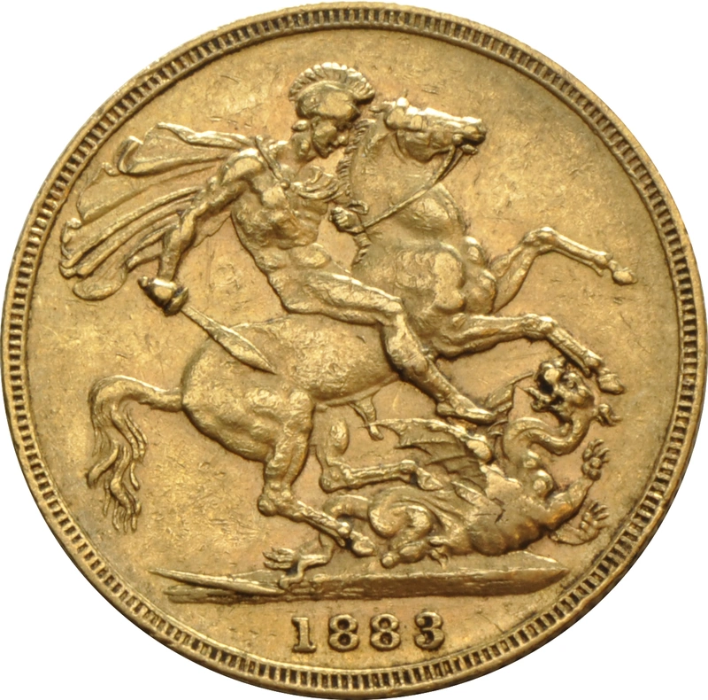 1883 Gold Sovereign Coin Queen Victoria Young Head Melbourne - $1,815