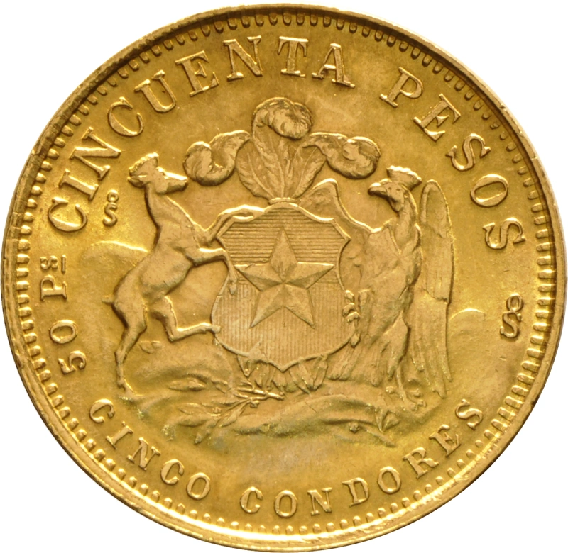 Chilean 50 Pesos Gold Coin 1926-1973 - $1,796