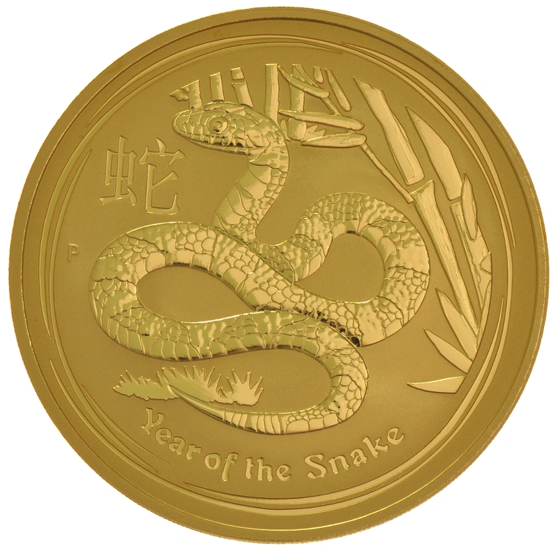 2013 Year of the Snake Gold Coin 10oz Perth Mint Australian Lunar ...