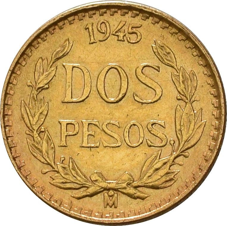 Mexican Dos 2 Pesos Gold Coin - $284.80