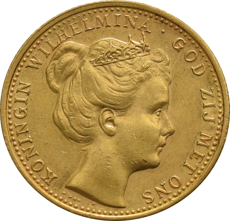 Dutch 10 Guilders Gold Coin Wilhelmina Coronet Head 1898 - $1,901