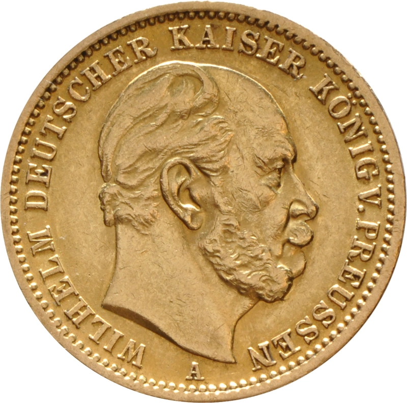 German 20 Mark Gold Coin Wilhelm I 1871-1888 - $1,215