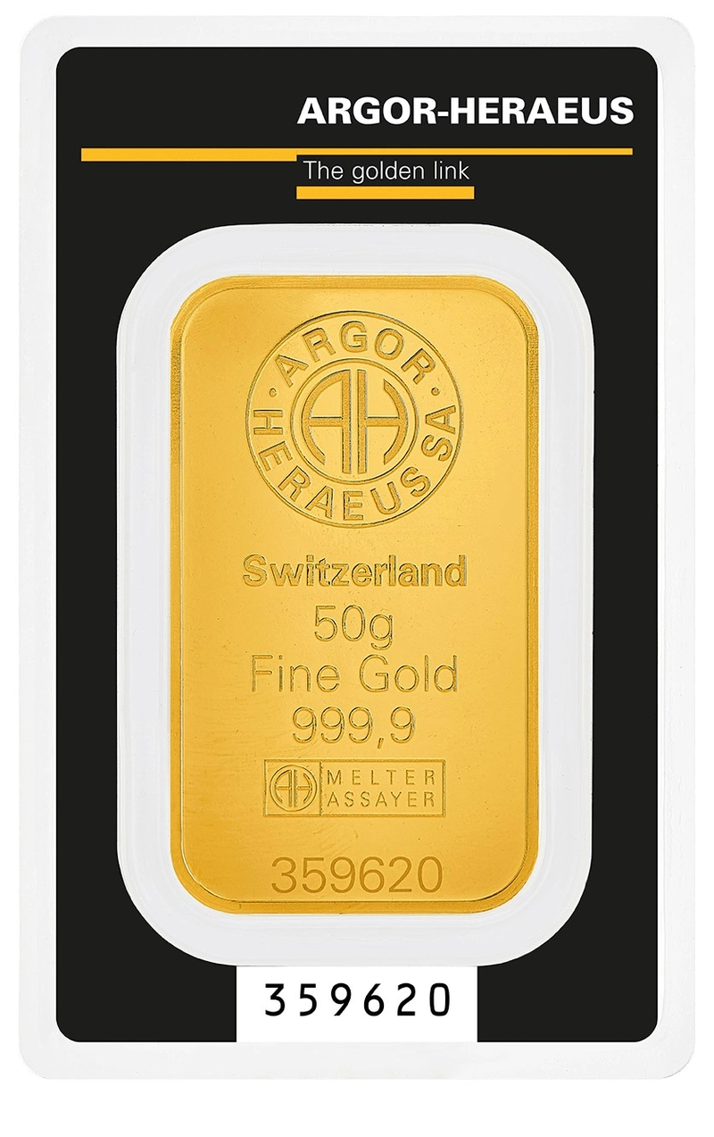 50g Argor-Heraeus Gold Bars | BullionByPost - From $8,024