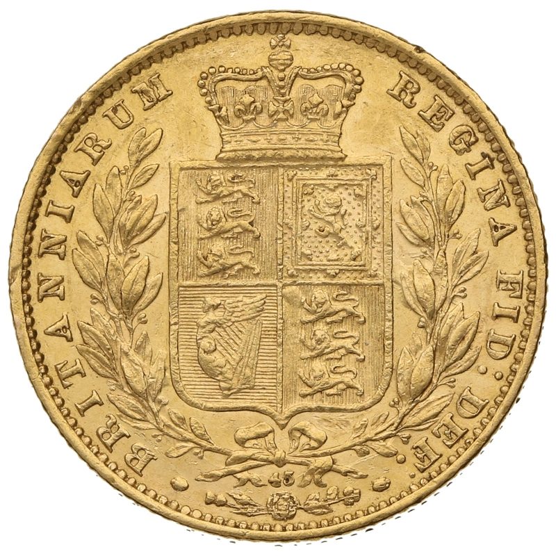 1866 Gold Sovereign Coin Queen Victoria Young Head Shield Back - $1,554