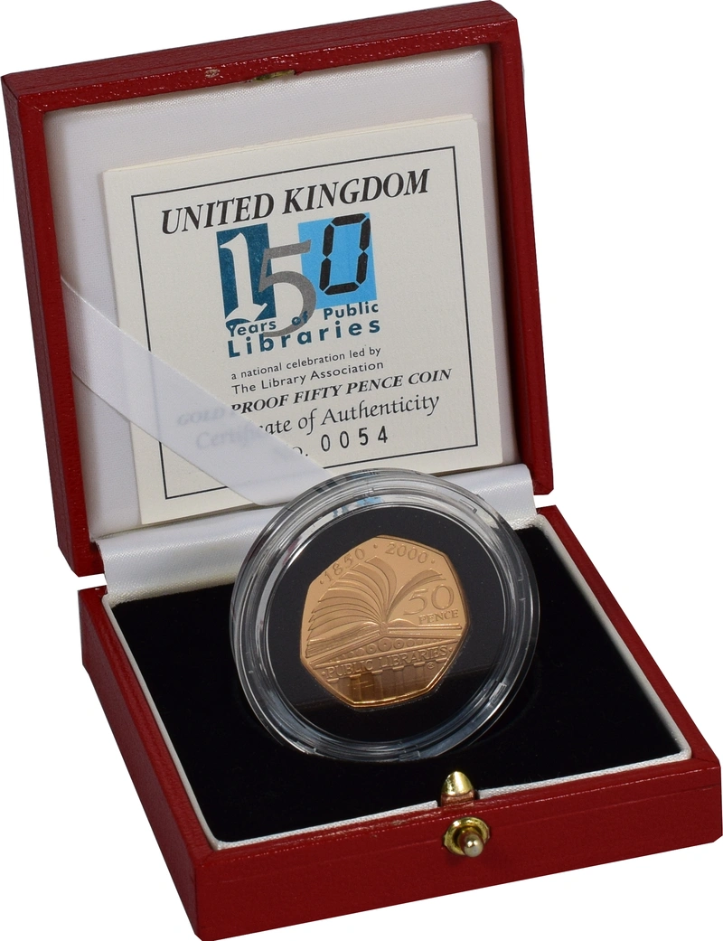 2000 Proof 50p Gold Coin Public Libraries Boxed - $2,237